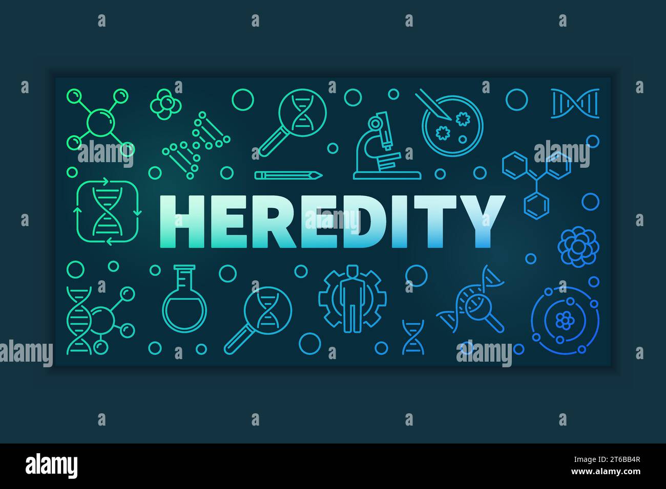 Heredity vector outline colorful horizontal illustration or banner on ...