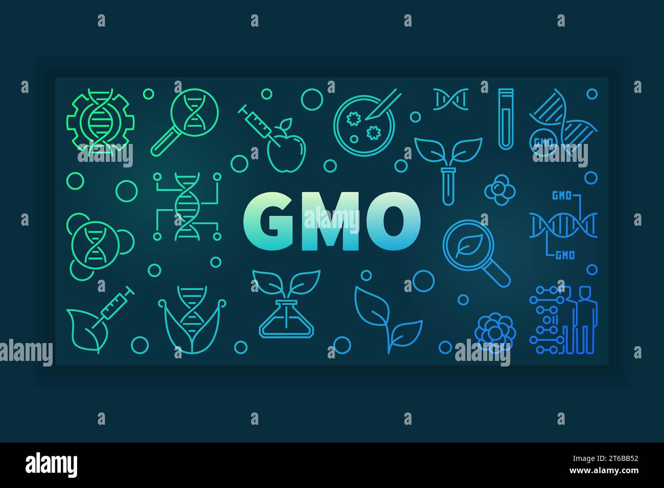 Vector GMO colorful linear horizontal banner on dark background Stock Vector Image & Art - Alamy