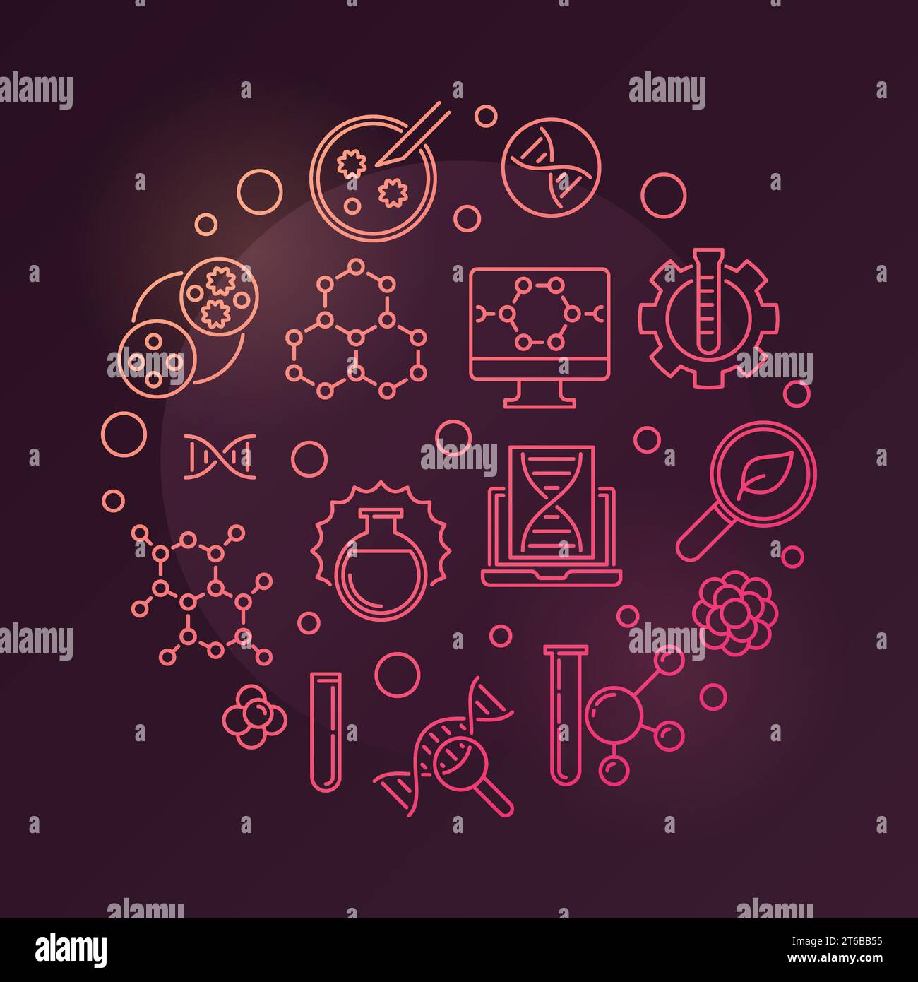 Biological Engineering vector round colorful outline illustration on ...