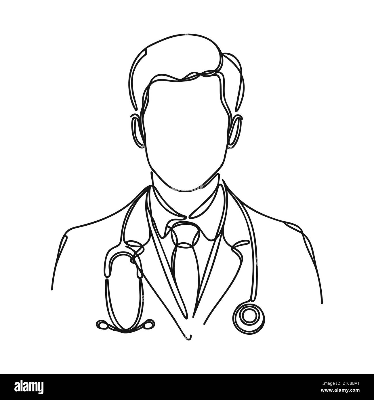 Doctor silhouette drawing is drawn in one line style. Vector ...