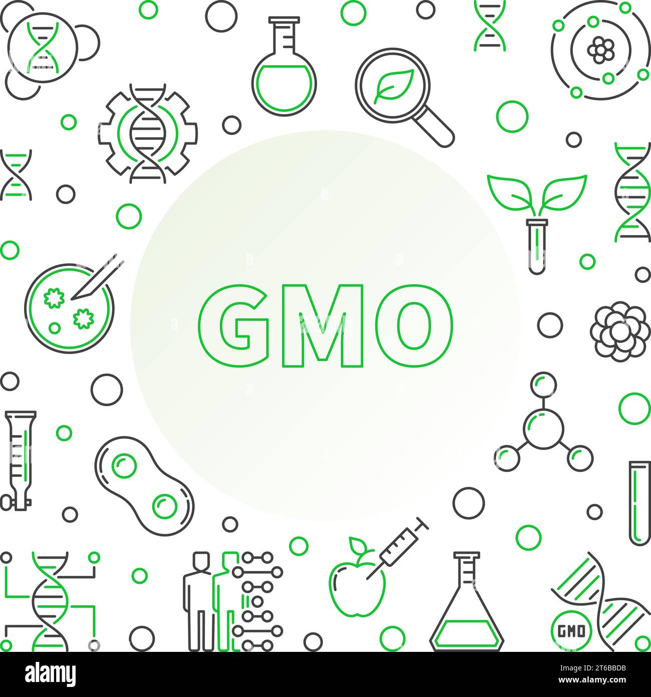 Genetically Modified Organism linear frame. GMO outline vector concept illustration Stock Vector ...