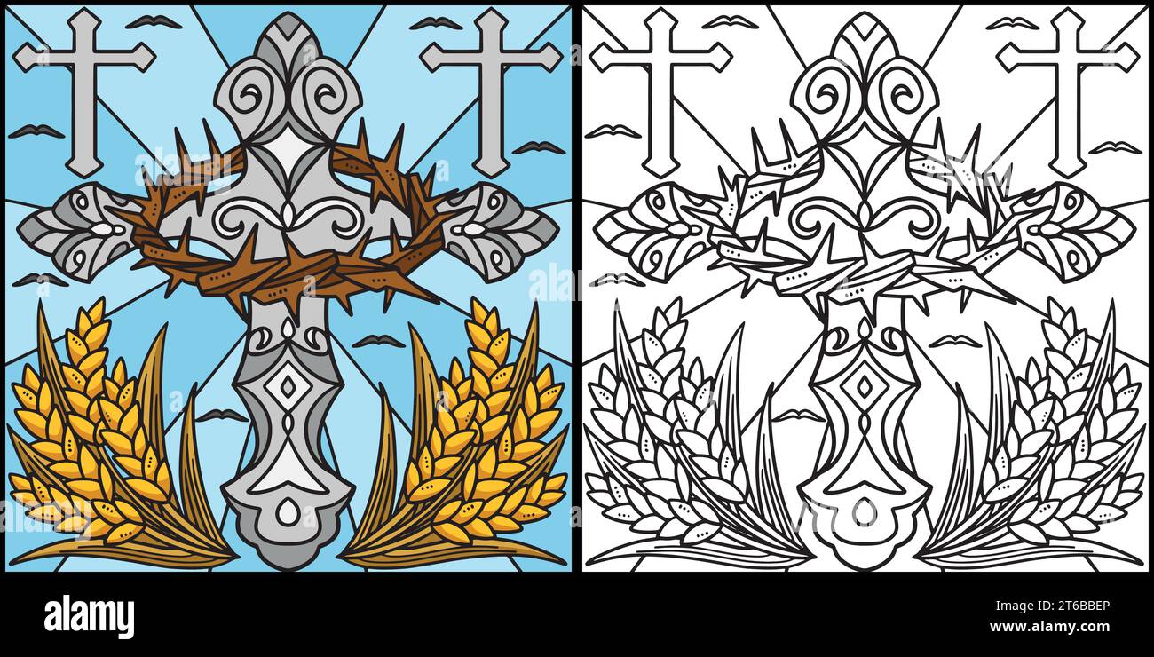 Christian Cross with Crown of Thorns Illustration Stock Vector Image ...