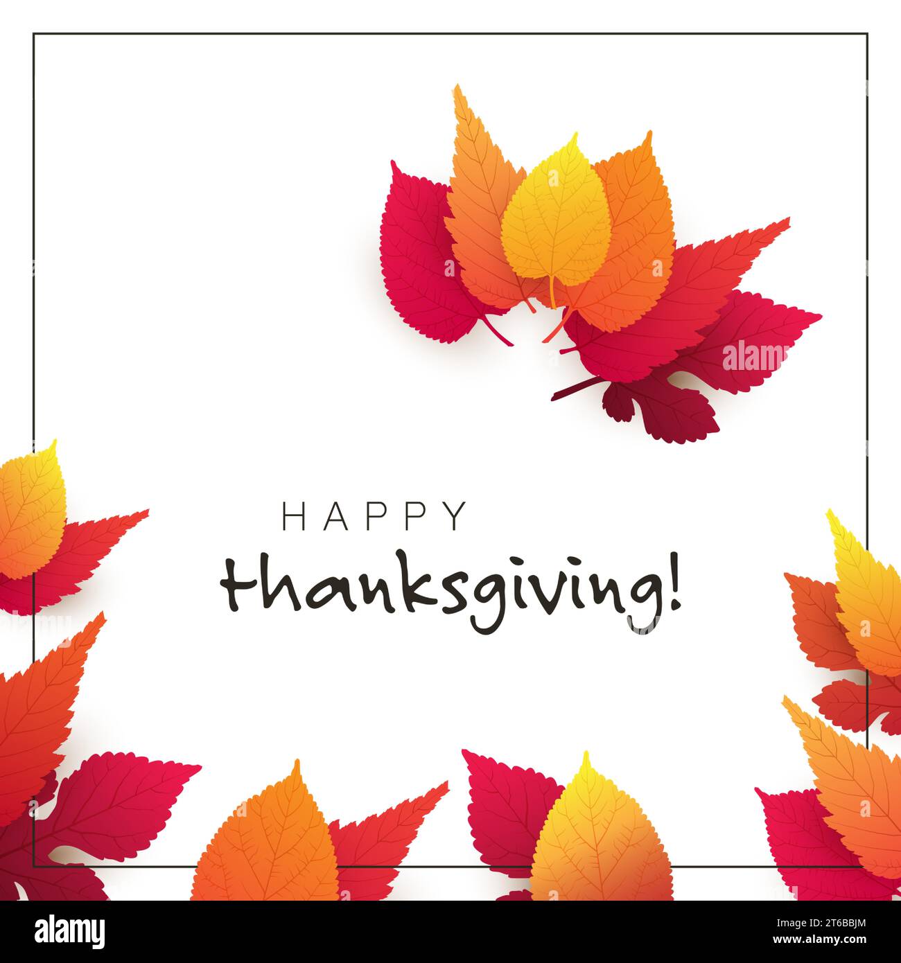 Happy Thanksgiving Card Layout, Design Template with Fallen Autumn ...