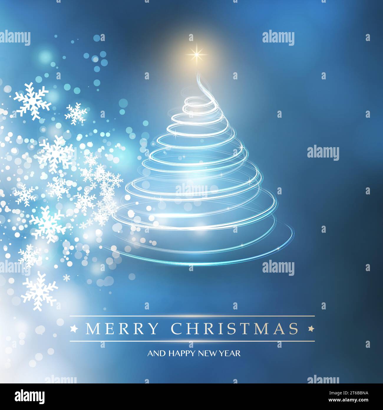 Merry Christmas, Happy Holidays Card - Cold Blue Christmas Tree Shape ...