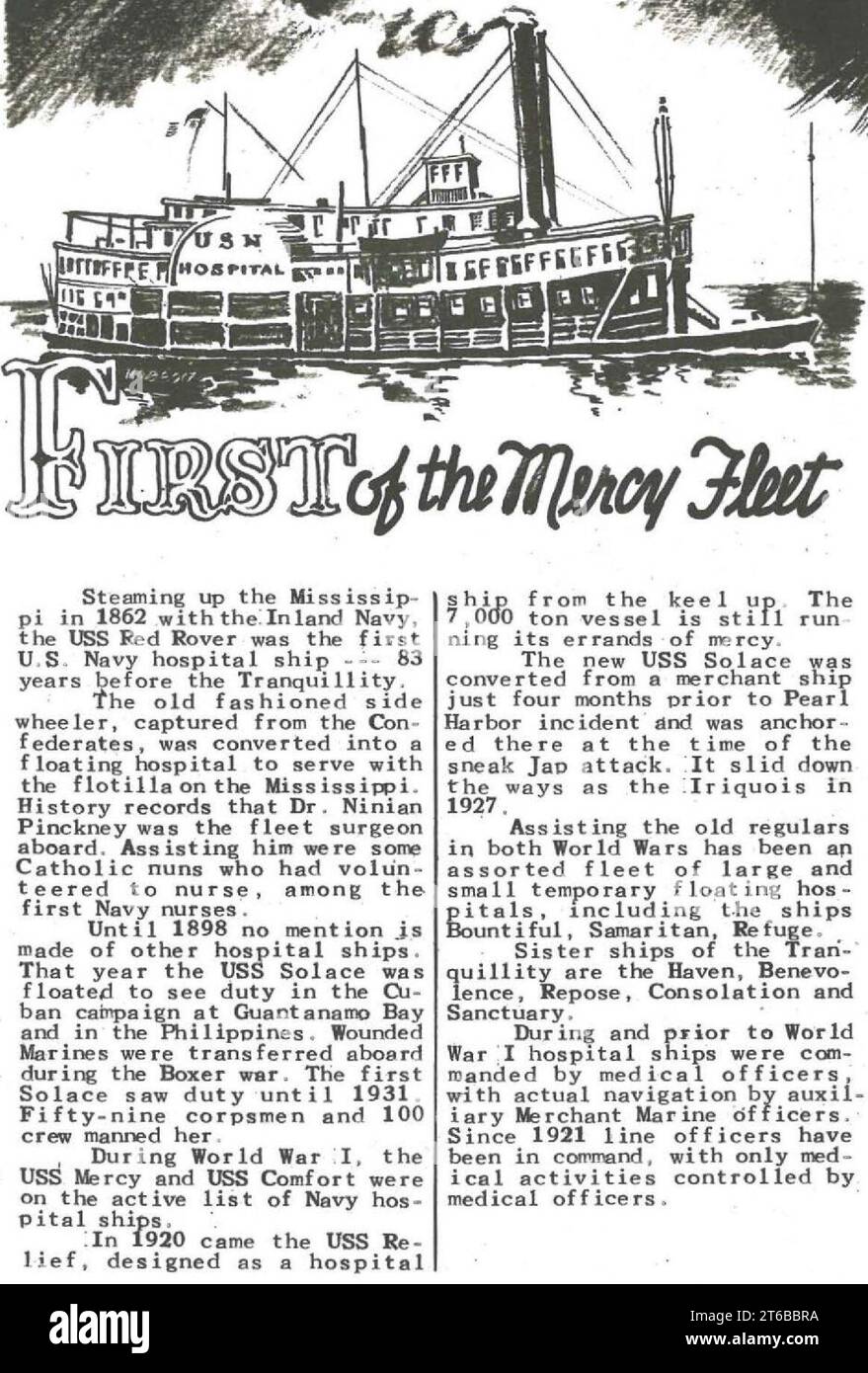 ''FIRST of the Mercy Fleet'' and the 1st U. S. Navy Hospital Ship, USS ...