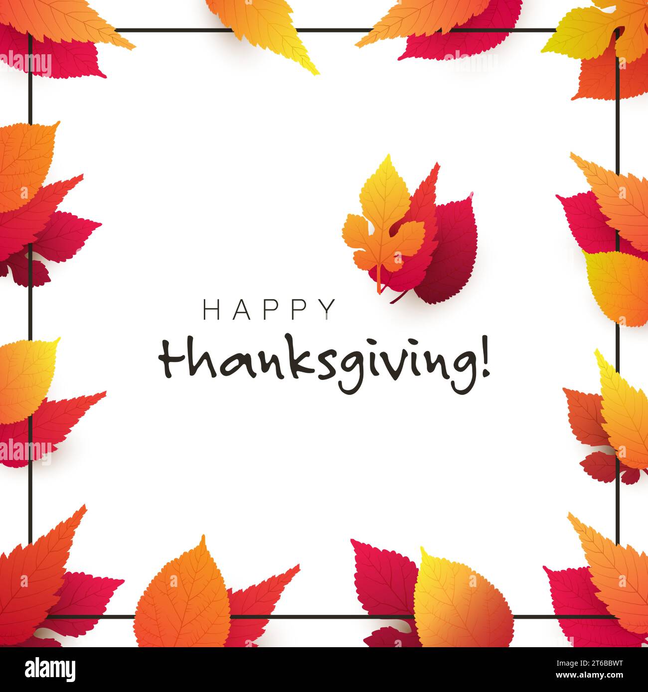 Happy Thanksgiving Card Layout, Design Template with Fallen Autumn ...