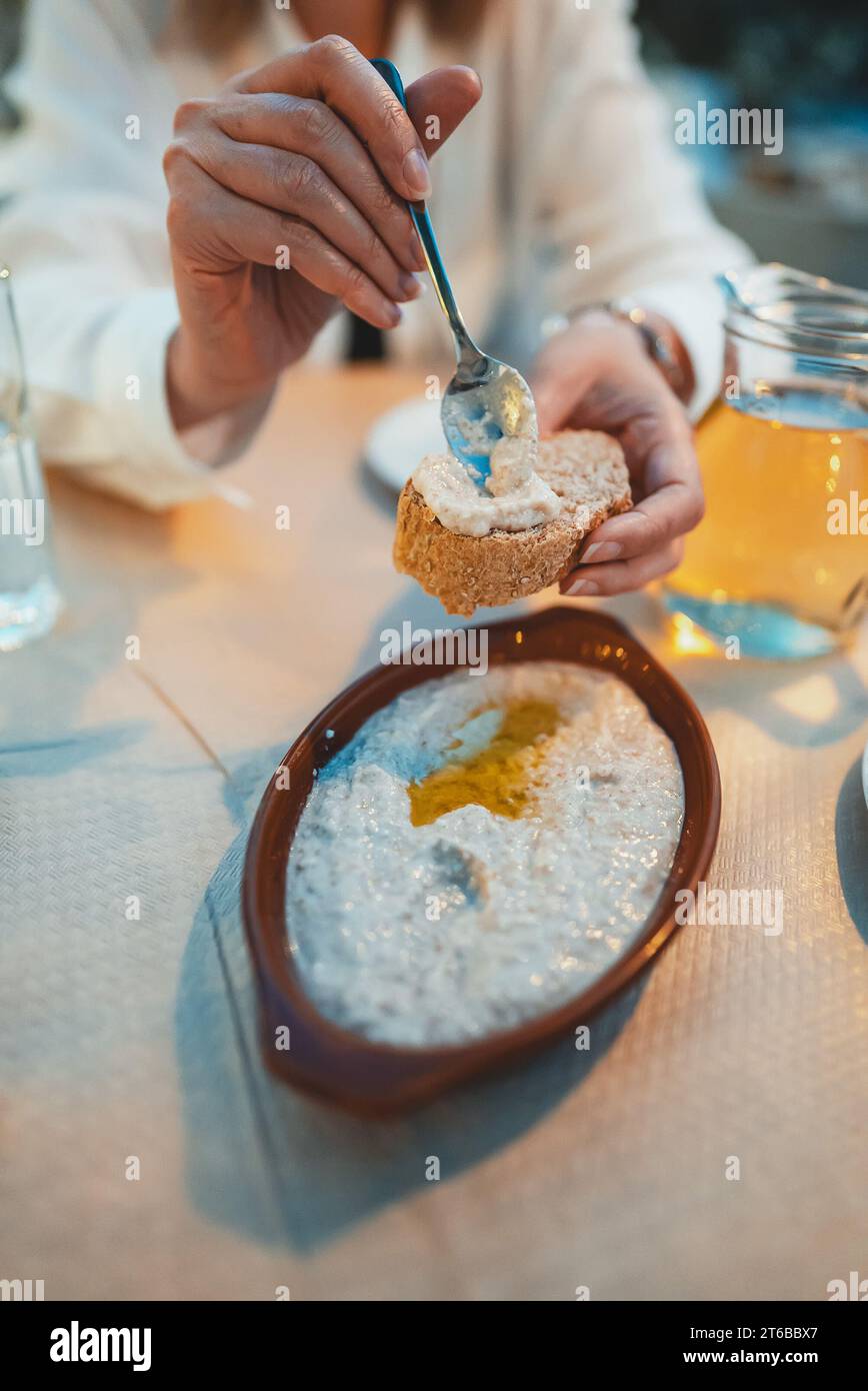 Traditional Greek Taramasalata. Made from smoked cod caviar, lemon ...