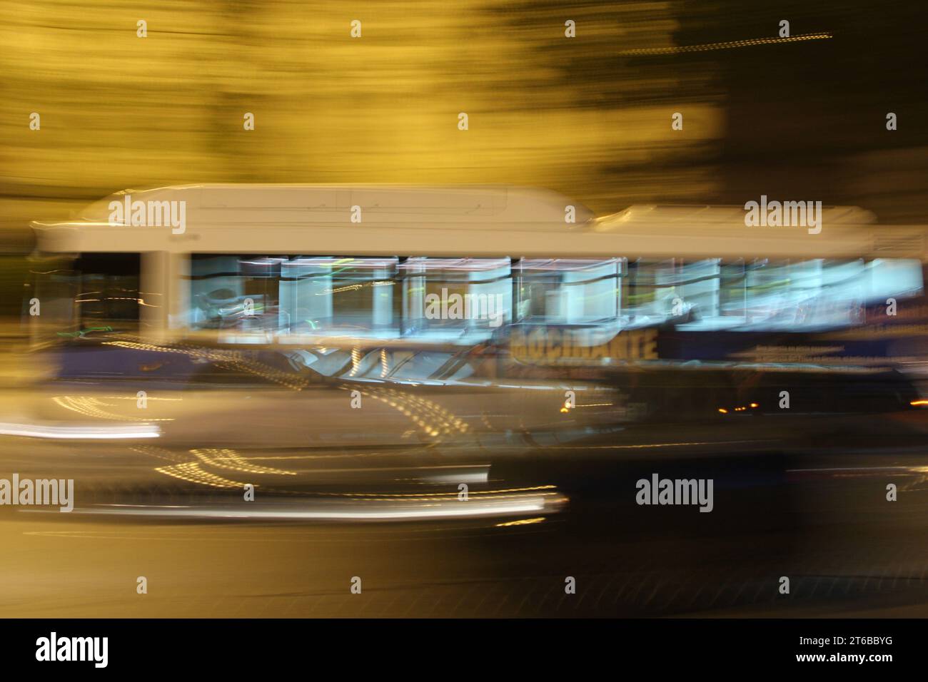 Traffic at night in Madrid. Panning on vehicles Stock Photo - Alamy