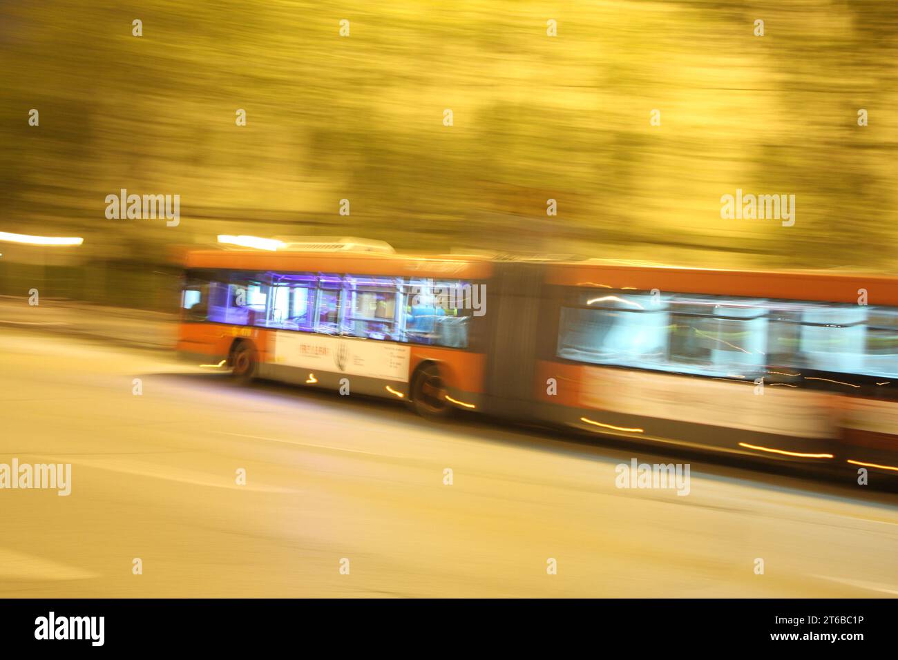 Panning shot bus night hi-res stock photography and images - Alamy