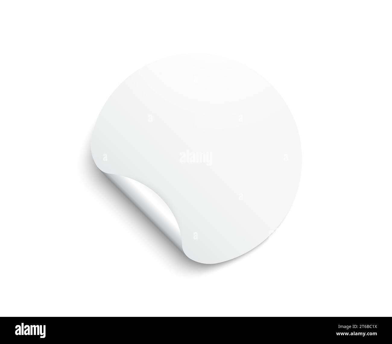 Circle adhesive symbol. Paper round sticker with peeling corner. White ...