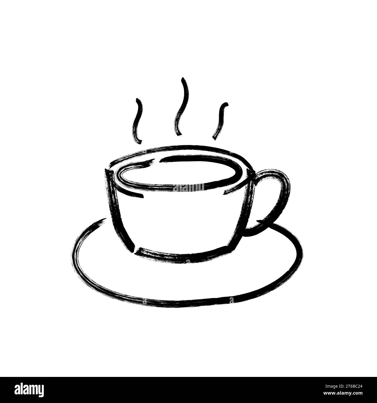 Coffee cup with steam concept. Hand painted sketch. Isolated hot coffee ...