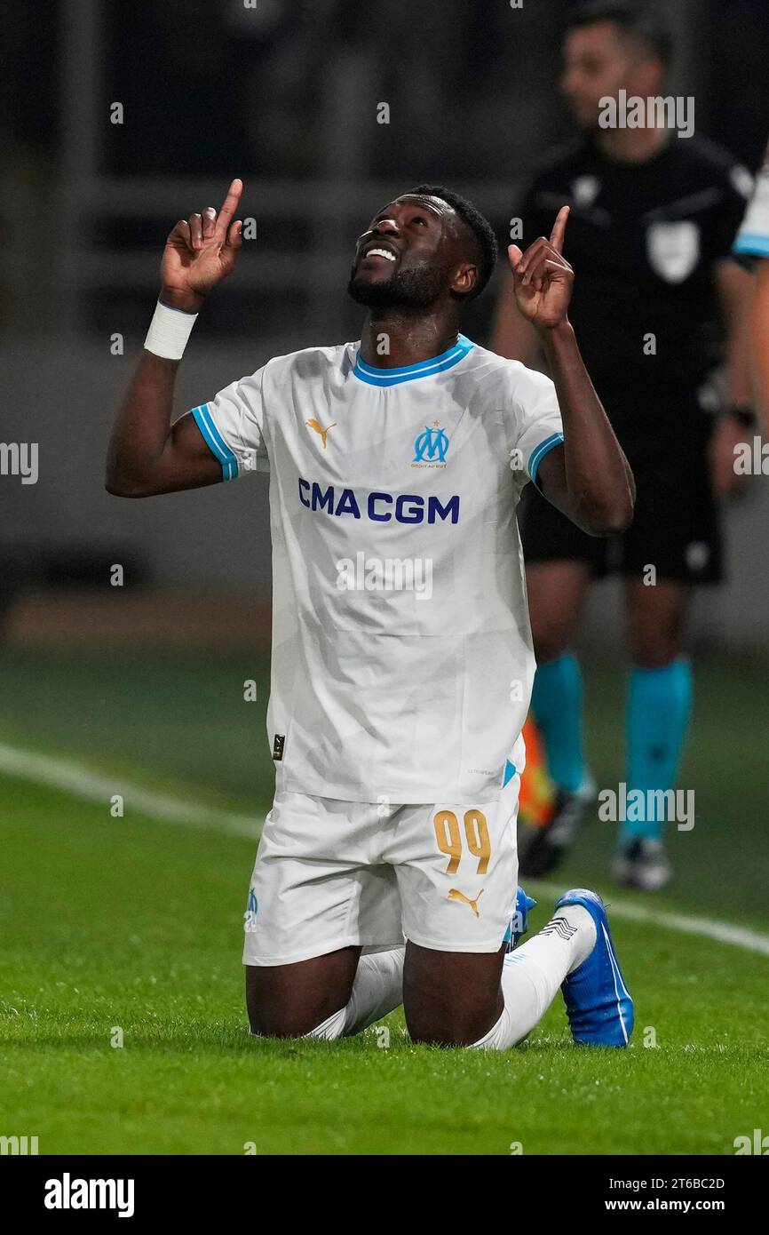 Marseille's Chancel Mbemba celebrates after scoring his side's first ...