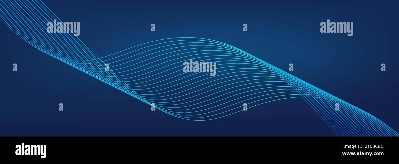 Blue wave background. Abstract curve dotted line. Technology vector. Colorful shiny wave with ...