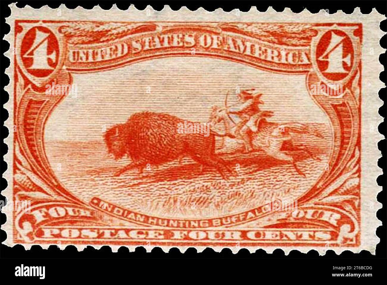 US stamp 1898 4c Indian Hunting Buffalo Stock Photo - Alamy