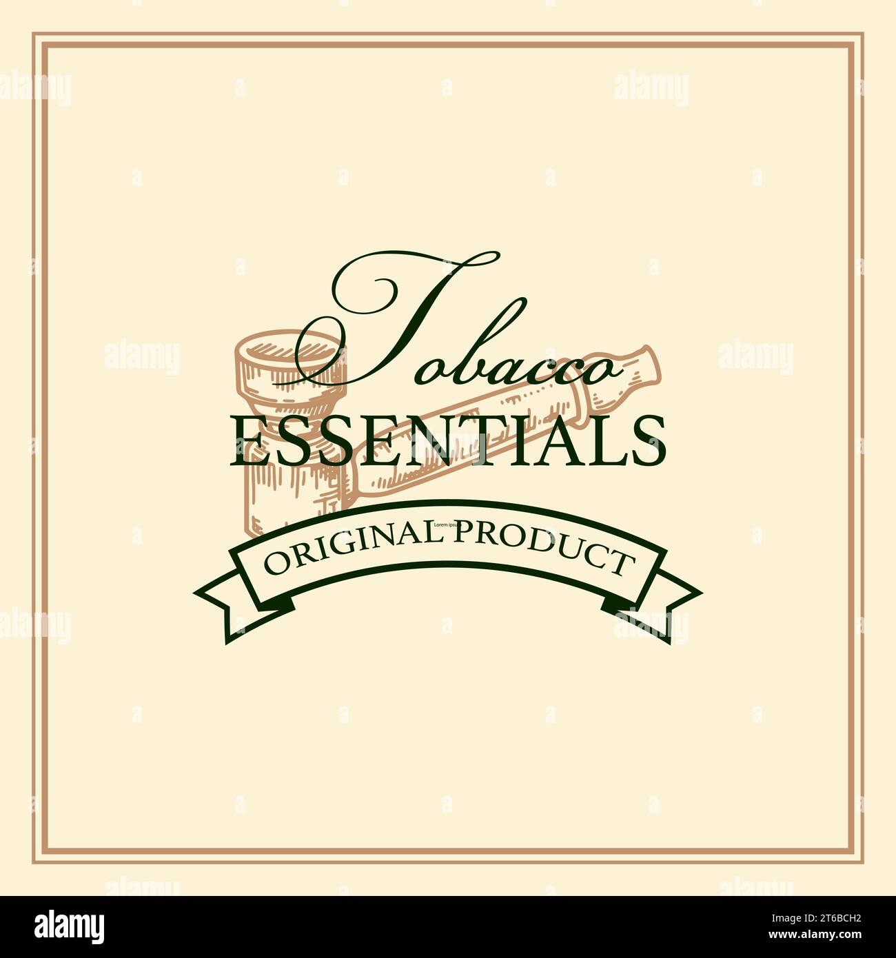 Tobacco shop vintage logo template with hand drawn elements. Vector ...