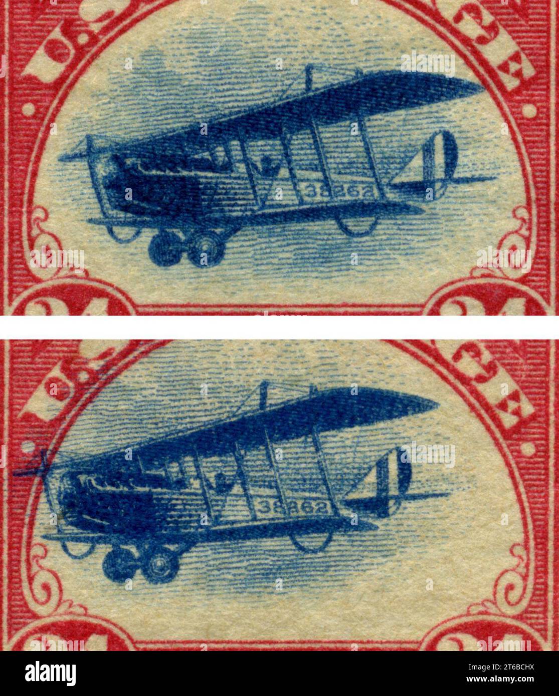 US stamp 1918 24c Curtiss Jenny -C3-Fast-Slow-Planes Stock Photo - Alamy