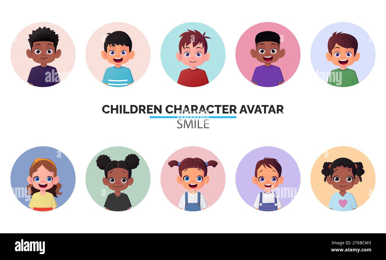Kids Profile Picture Avatar with Boys and Girls of Diverse ethnicity ...