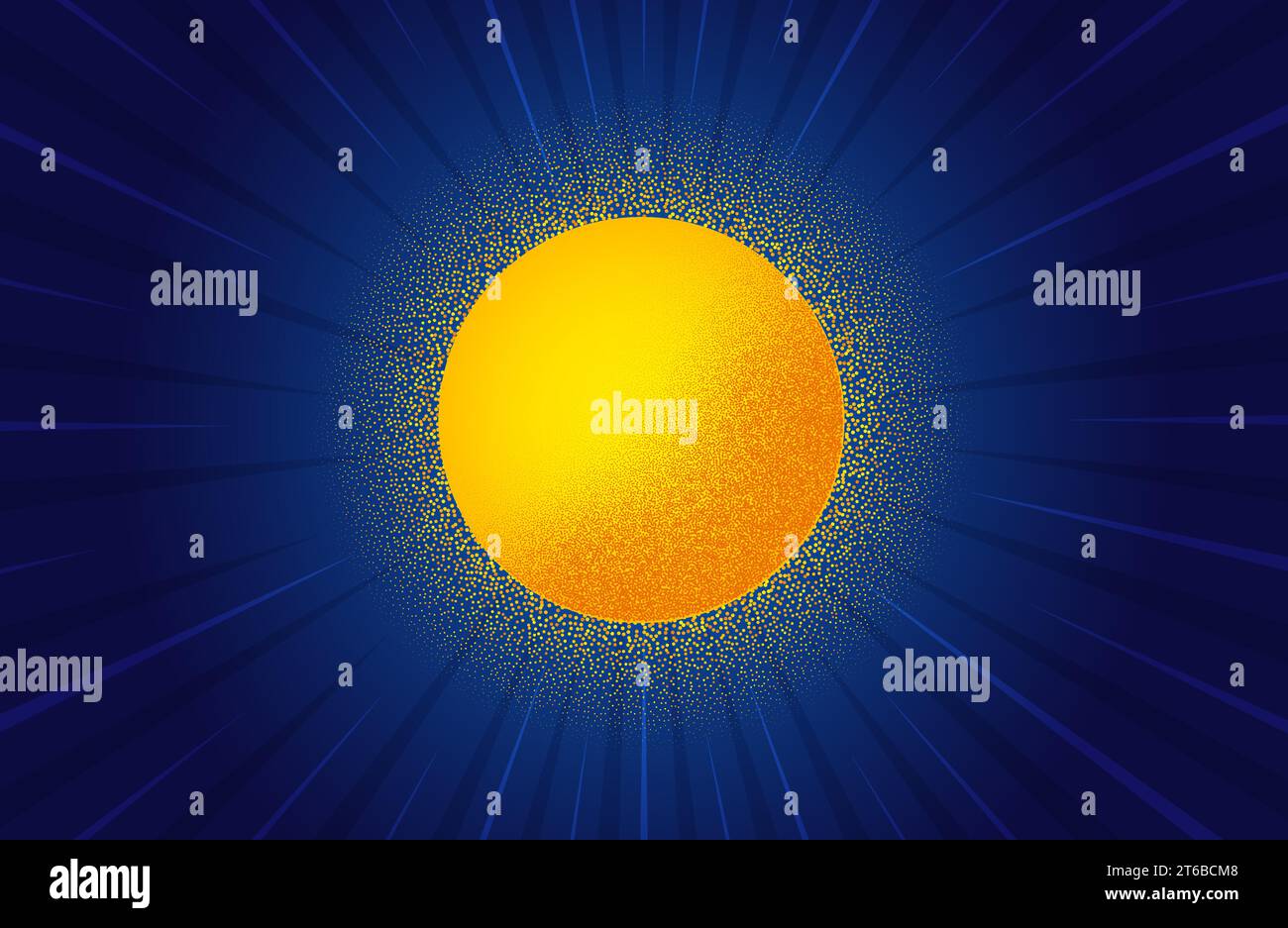 Abstract dotwork sun background. Summer night banner. Radial sunburst ...