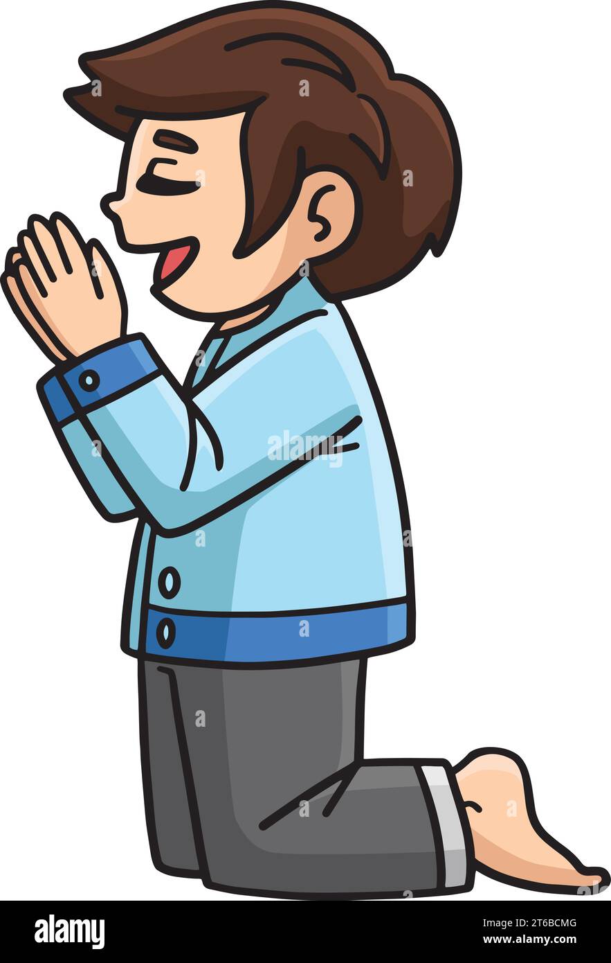 Christian Praying Child Cartoon Colored Clipart Stock Vector Image ...