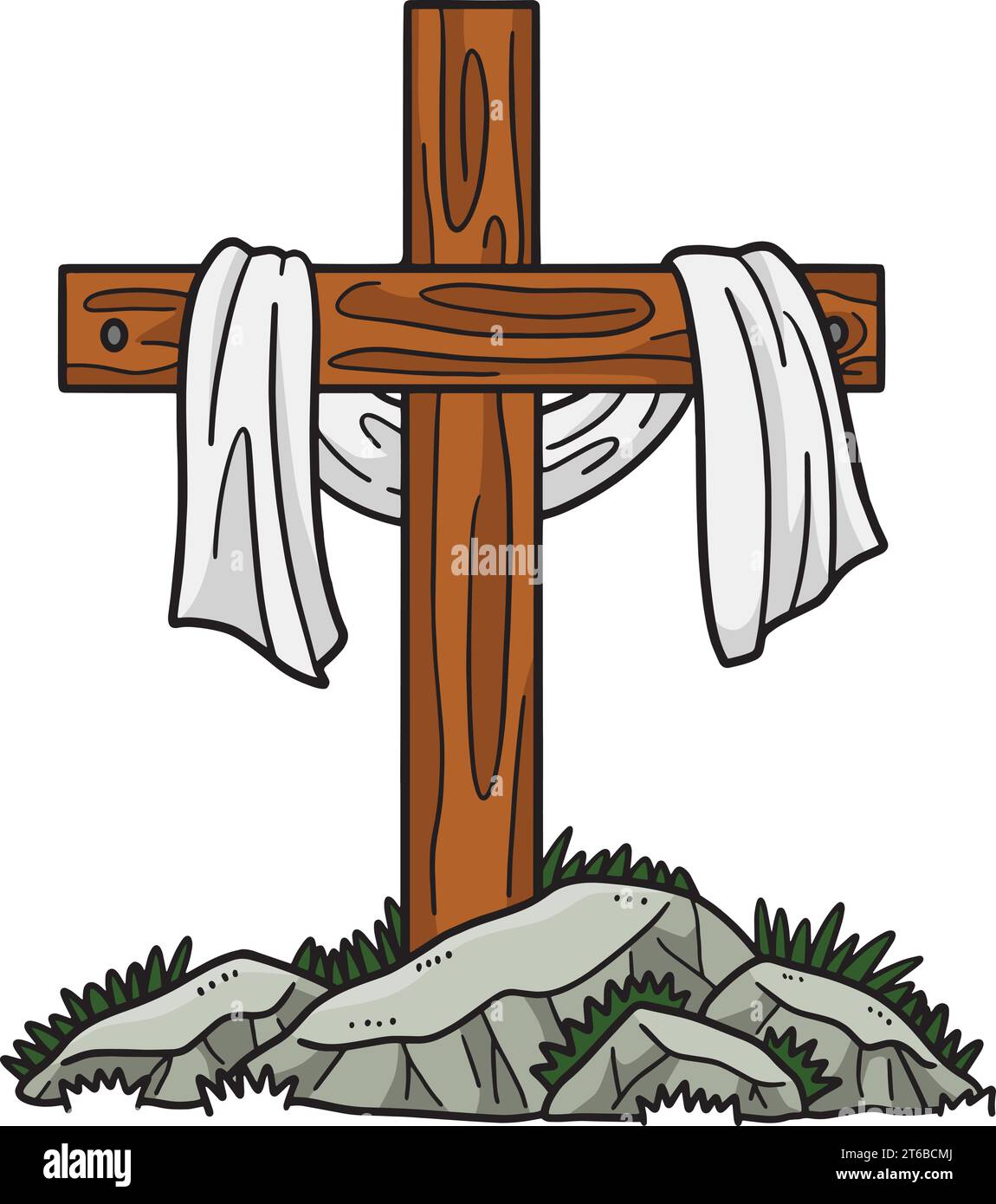 Christian Cross Draped with Fabric Cartoon Clipart Stock Vector Image ...