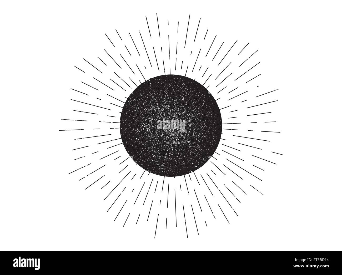 Vintage sunburst badge. Hand drawn retro starburst element. Linear sun ...