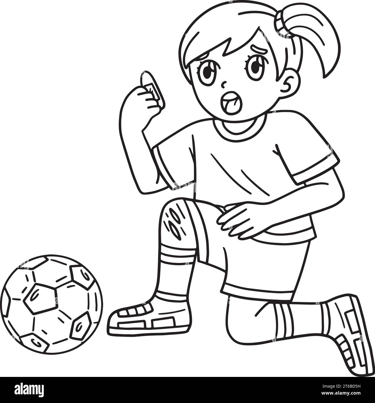 Girl with Soccer Ball and Injured Knee Isolated Stock Vector Image ...