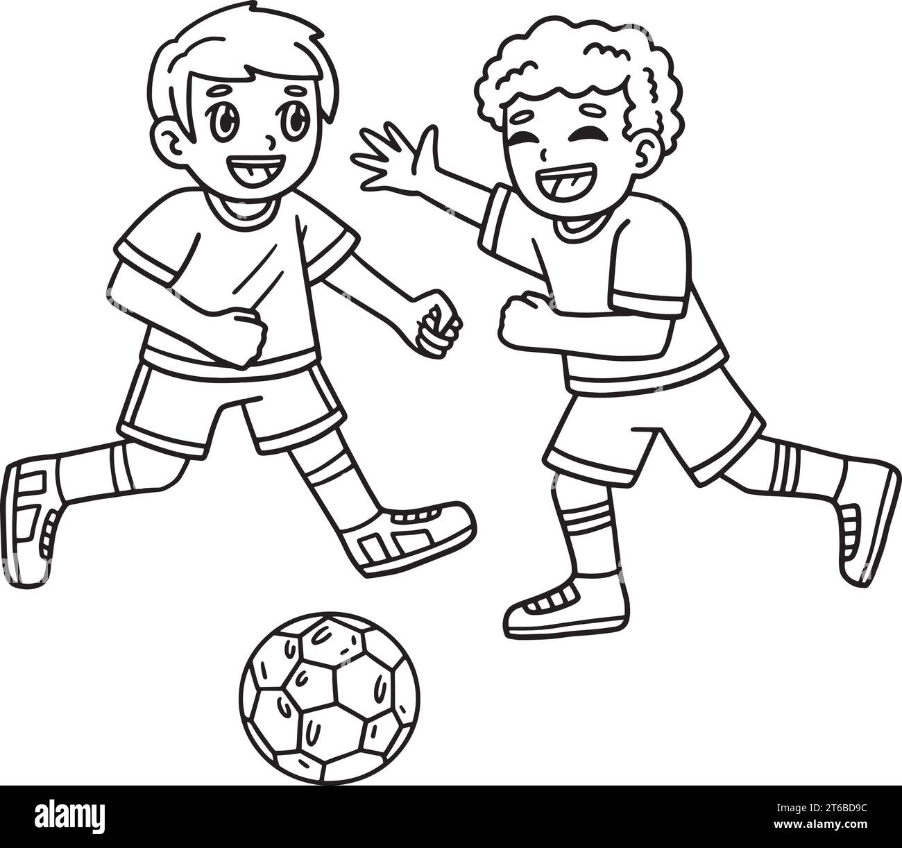 Kids Playing Soccer Isolated Coloring Page Stock Vector Image & Art - Alamy