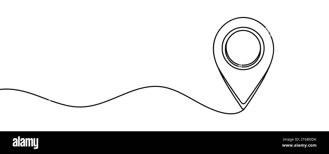 Location sign drawn in one line style isolated. Vector illustration ...