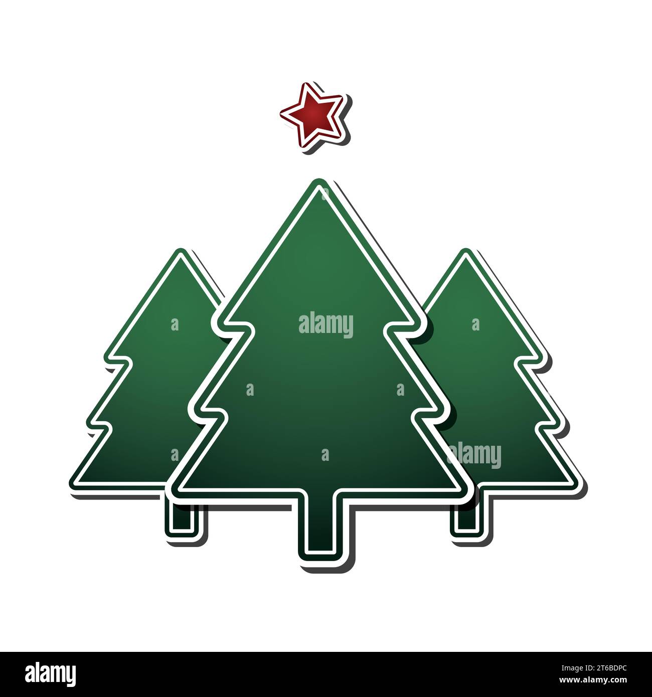 Simple Green Christmas Tree Symbols Isolated on White - Holiday ...