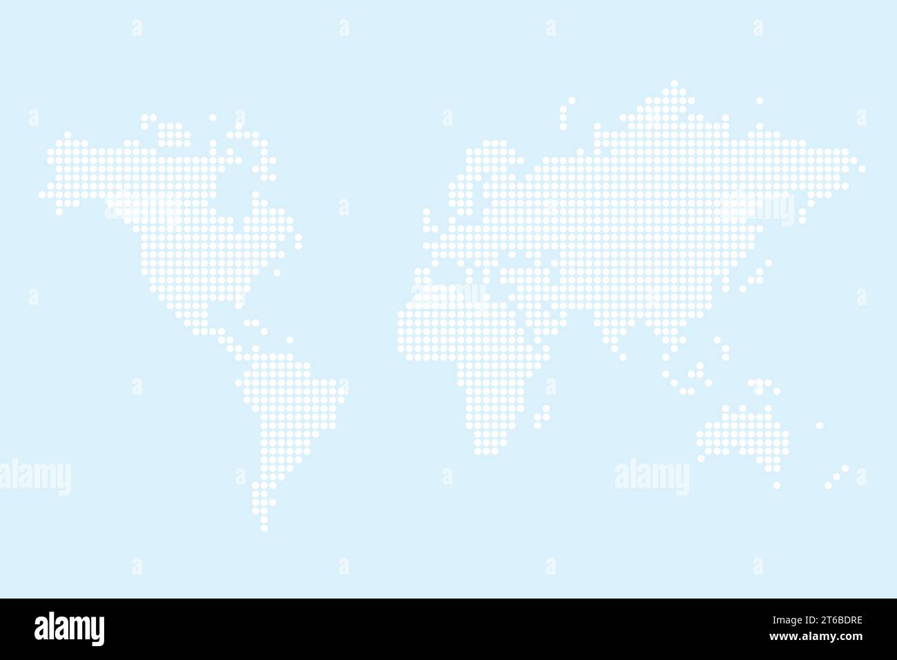 World map dots. Abstract world map graphics dotted style. White on blue ...