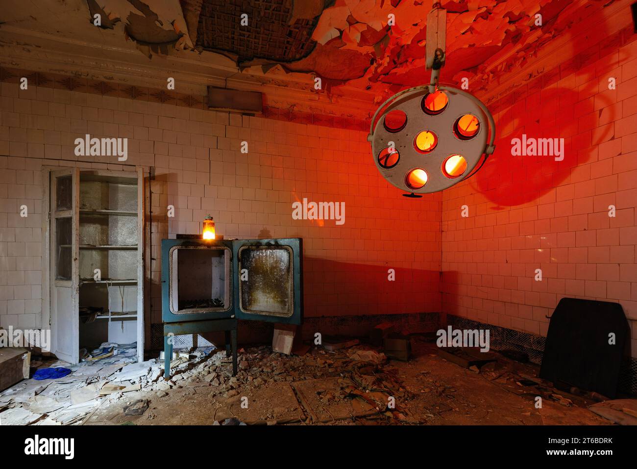 Sinister and creepy operating room in abandoned hospital Stock Photo ...