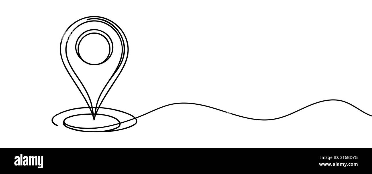 Location sign drawn in one line style isolated. Vector illustration ...