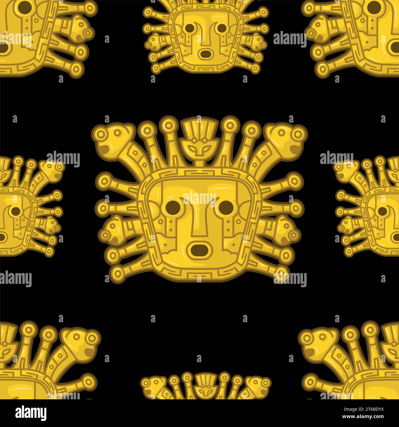 Ancient peruvian Incaic golden god knowed as "inti" seamless pattern ...