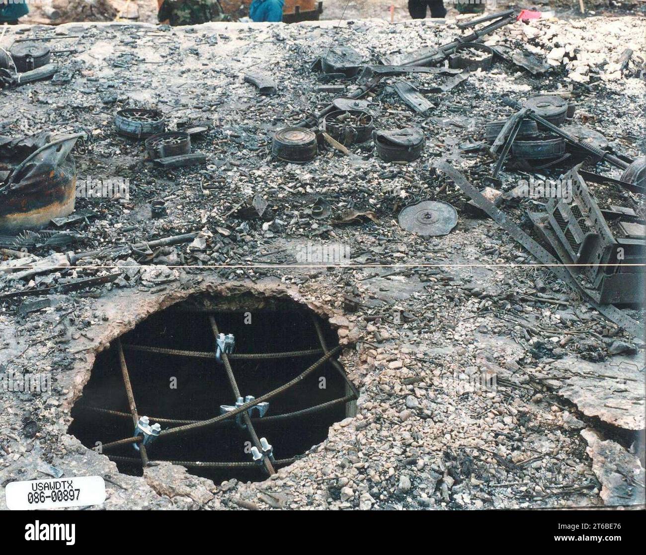 USAWDTX 086-00897 – Hole in roof of Branch Davidian bunker Stock Photo ...