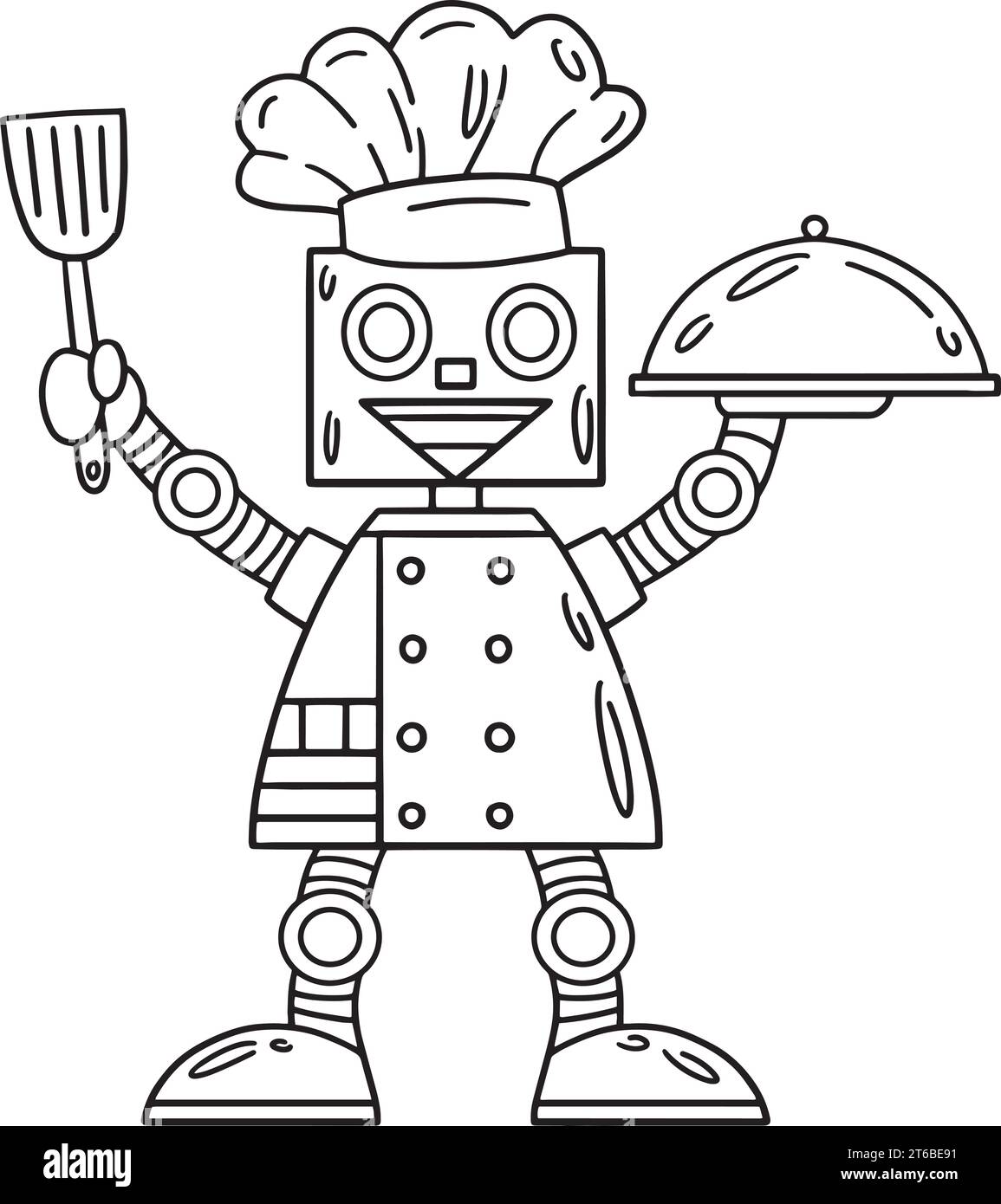 Robot Chef Isolated Coloring Page for Kids Stock Vector Image & Art - Alamy