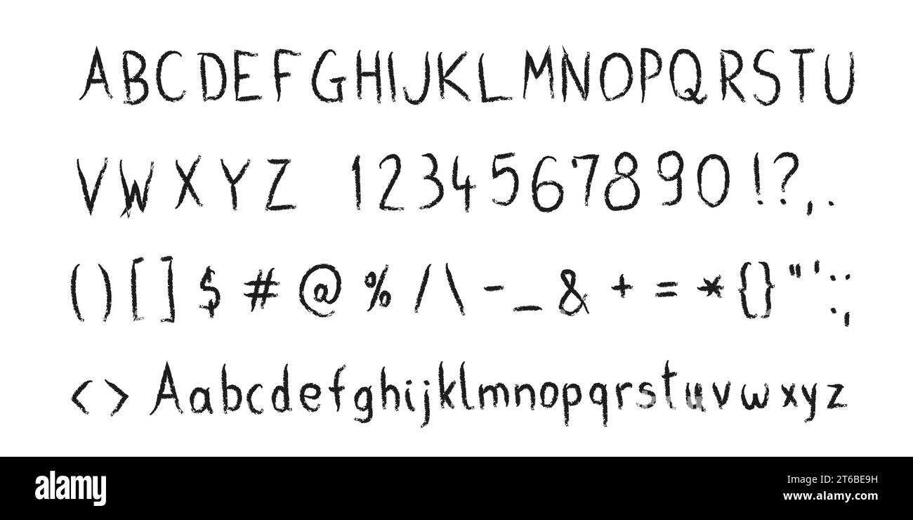 Handwritten font. Hand drawn pencil scribble creative sketch style ...