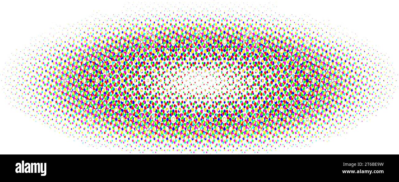 Abstract cmyk elliptic ring with blur. Vector illustration with a dot ...