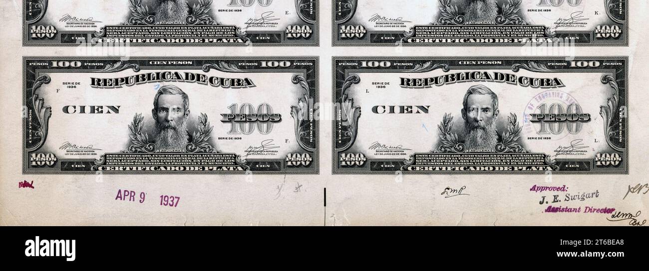 US-BEP-Cuba-Certified proof example Stock Photo - Alamy