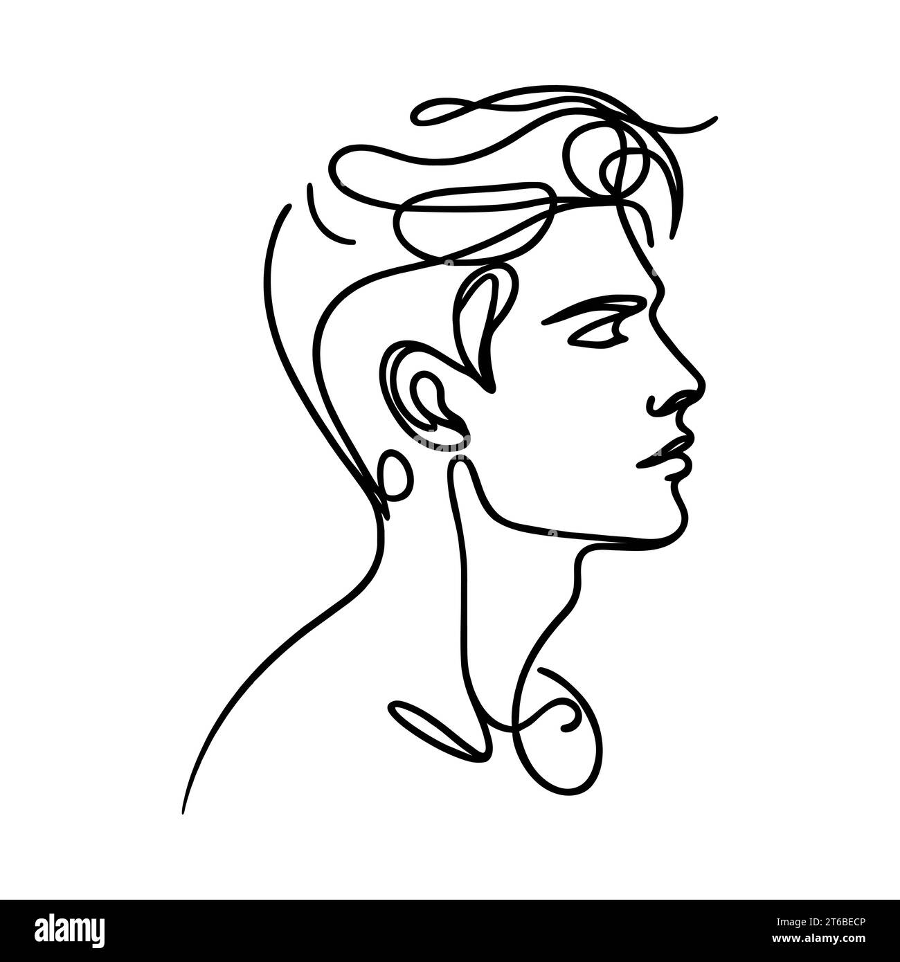 Drawing of a man's portrait in one line style. Male face. Vector ...