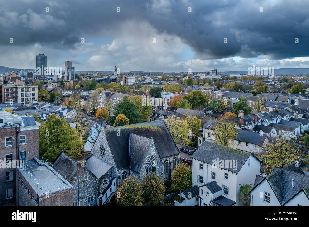 Aerial view of Cardiff, the Capital of Wales,UK 2023 on a clear sky ...