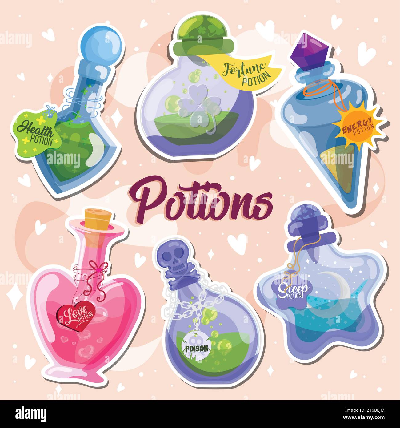 Set of colored magical potion elixirs Vector Stock Vector Image & Art ...