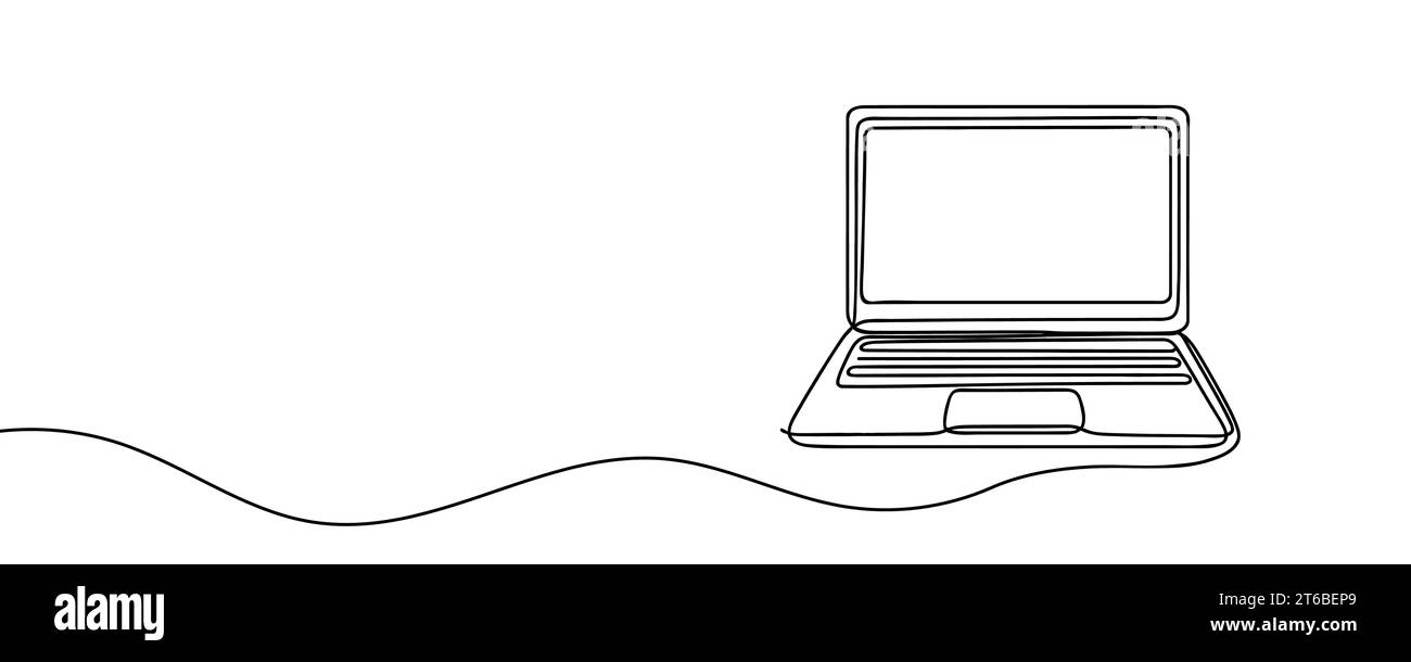 drawing of laptop in one line style isolated. Vector illustration Stock ...