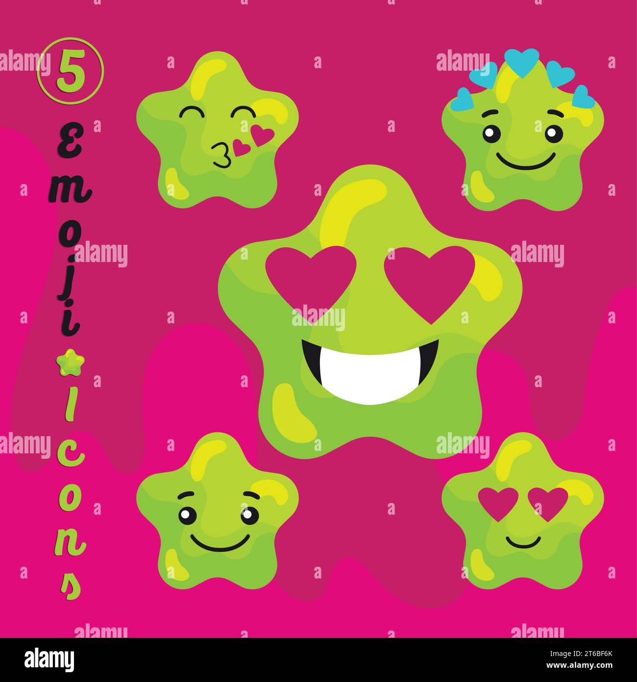 Set of colored cute star shape emoji Vector Stock Vector Image & Art ...