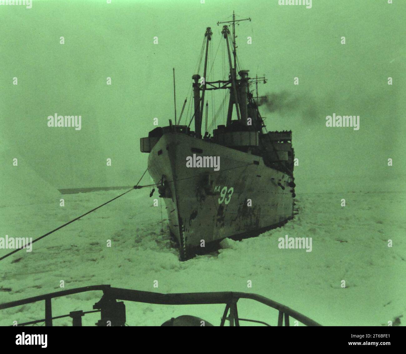 USCGC Northwind (WAGB-282) towing USS Yancey (AKA-93) towards an area ...