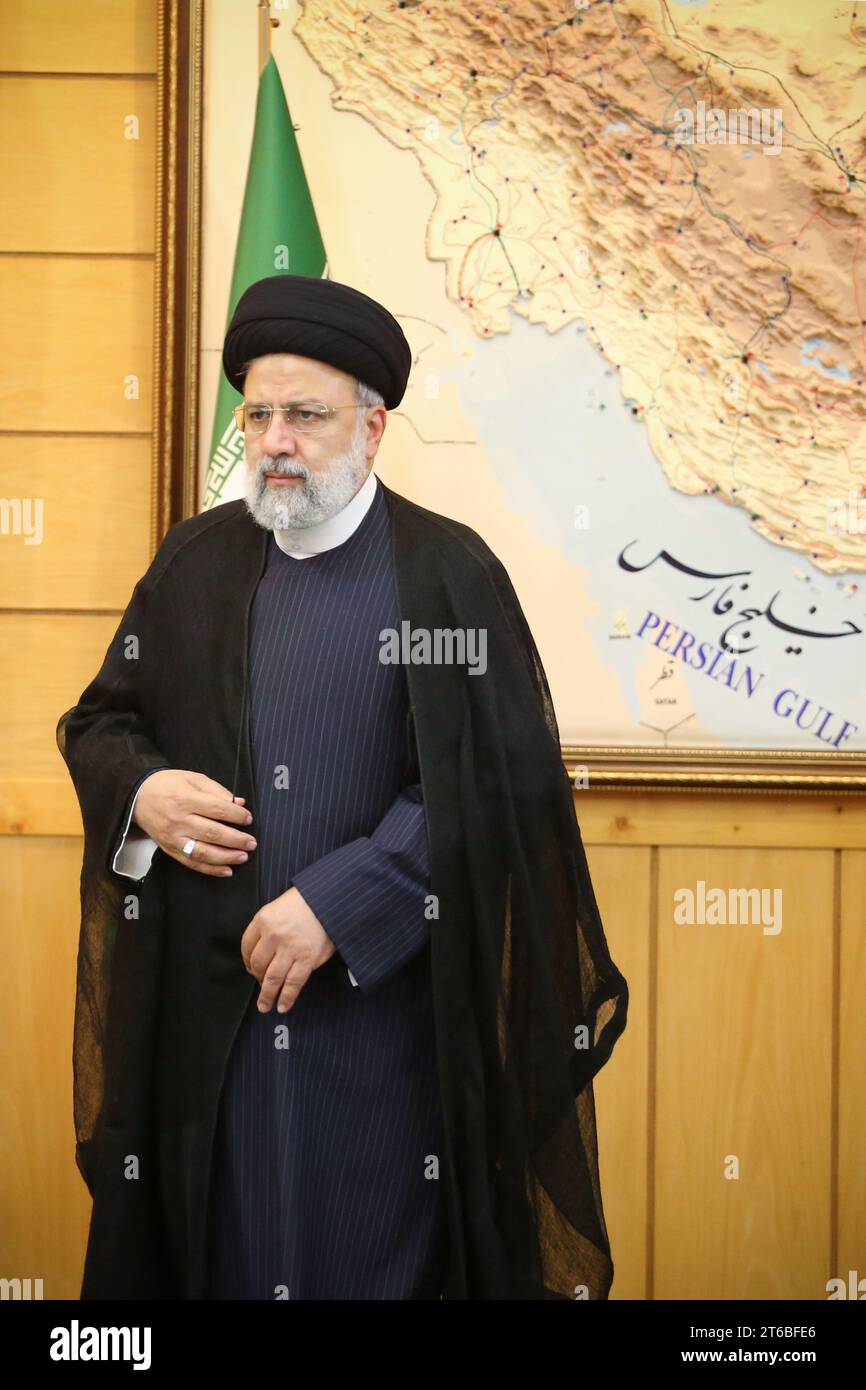 Tehran, Iran. 9th Nov, 2023. Iranian President EBRAHIM RAISI leaves ...