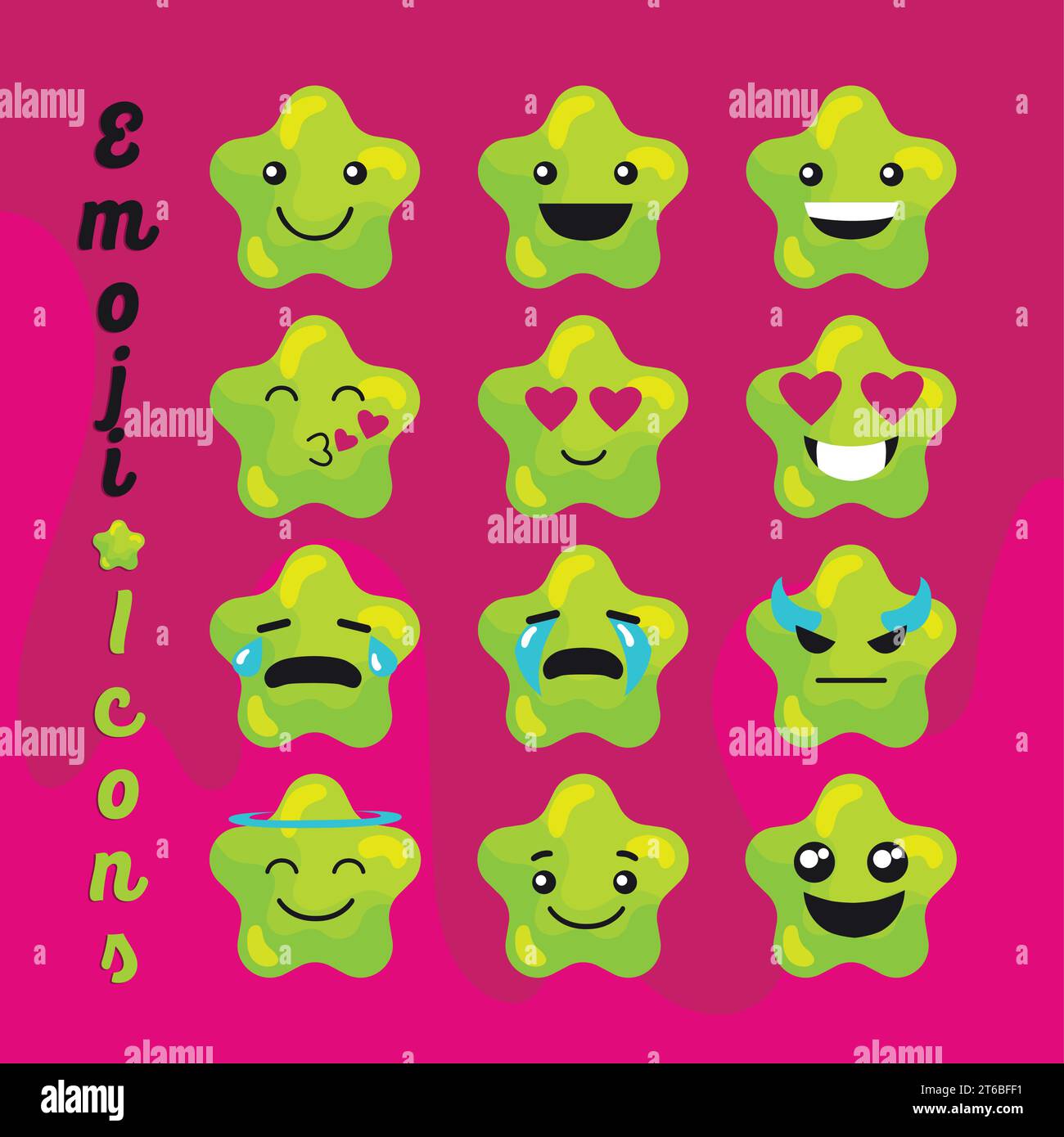 Set of colored cute star shape emoji Vector Stock Vector Image & Art ...