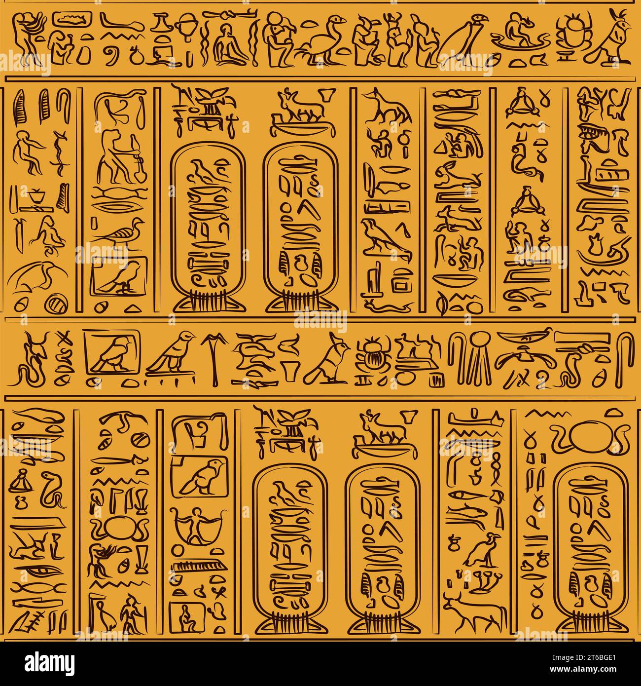 Ancient egyptian hieroglyphs alphabet pattern over black background ...