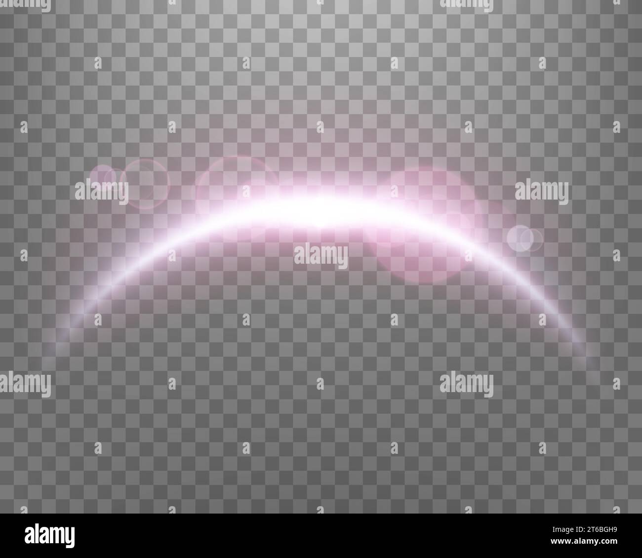 Pink magic arch with glowing particles, sunlight lens flare. Neon ...