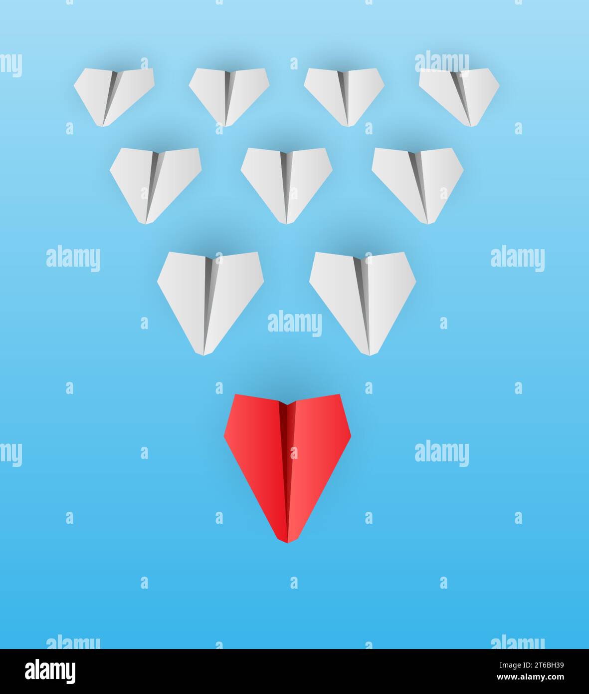 Individual red leader paper plane lead other. Business and leadership ...