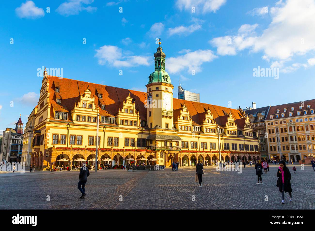 Leipzig, Germany - October 28, 2022: People walk on Markt square ...